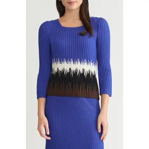 Ming Wang Ribbed Ombré Knit Top