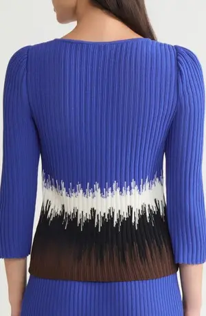 Ming Wang Ribbed Ombré Knit Top