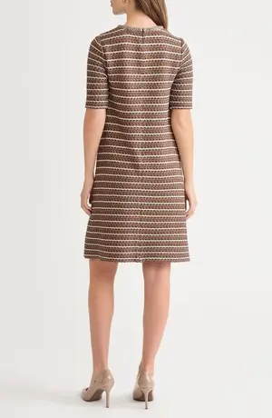 Ming Wang Braid Trim Knit A-line Dress