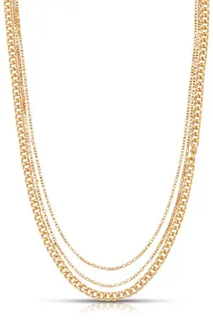 Ettika Minimalist Layered Chain Necklace - Gold