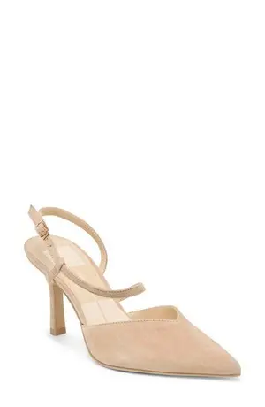 Dolce Vita Kamra Pointy Toe Slingback Pumps - Camel Suede
