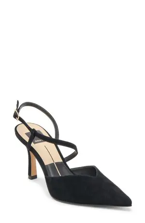 Dolce Vita Kamra Pointy Toe Slingback Pumps - Onyx Suede