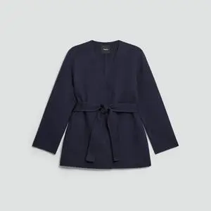 Theory Cardigan Jacket In Double-face Wool-cashmere - New Navy