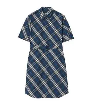 Burberry Cotton Check Mini Shirt Dress