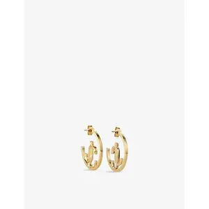 JIMMY CHOO Monogrammed Hoop Earrings - Gold