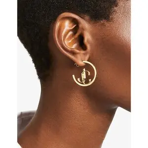 JIMMY CHOO Monogrammed Hoop Earrings - Gold