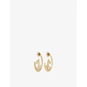 JIMMY CHOO Monogrammed Hoop Earrings - Gold