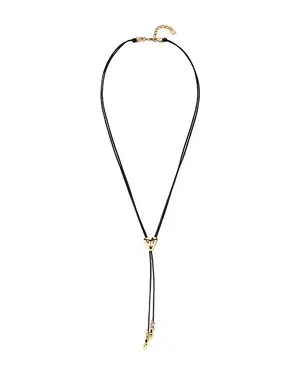UNODE50 Heartline Leather Necklace With 18k -plated Figures
