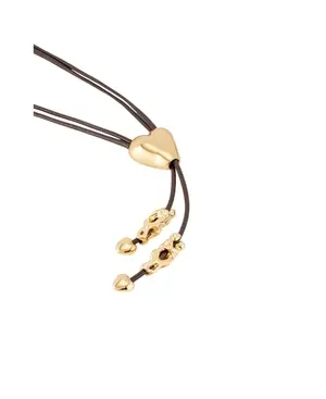UNODE50 Heartline Leather Necklace With 18k -plated Figures