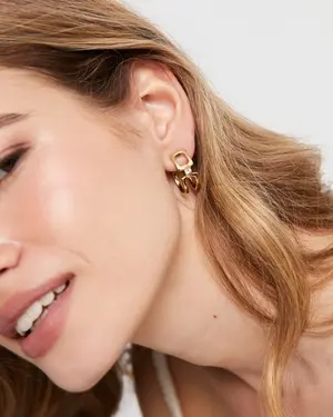 UNODE50 Double Hoop Topaz Earrings - Gold