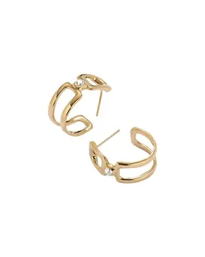 UNODE50 Double Hoop Topaz Earrings - Gold