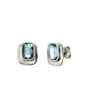 UNODE50 Rectangular Crystal Earrings - Blue/silver