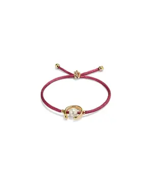 UNODE50 Threaded Bracelet With Pearl Accent - Gold/pink
