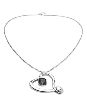 UNODE50 Long Heart Pendant Necklace - Silver