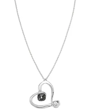 UNODE50 Sterling Plated Long Heart Pendant Necklace