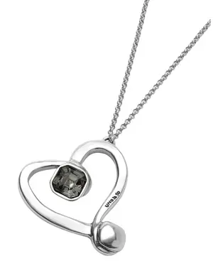 UNODE50 Sterling Plated Long Heart Pendant Necklace