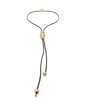 UNODE50 Triple Bead Leather Necklace - Gold