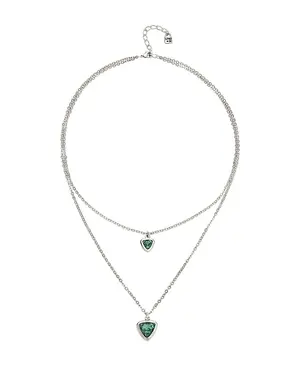 UNODE50 Sterling Plated Layered Triangle Pendant Necklace - Silver