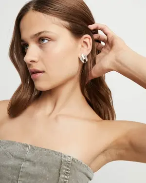 UNODE50 Single Curve Earrings In Sterling -plated Alloy