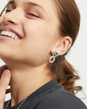 UNODE50 Sterling -plated Crystal Cluster Stud Earrings