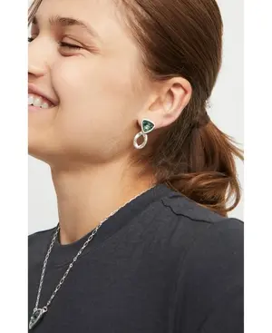 UNODE50 Sterling -plated Crystal Cluster Stud Earrings