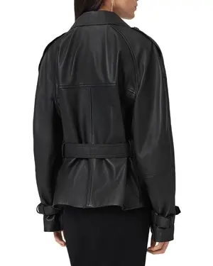 ALLSAINTS Leather Trench Jacket - Black