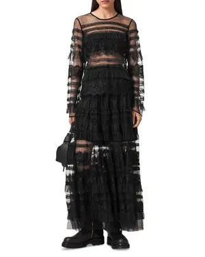 ALLSAINTS Arlea Tulle Maxi Skirt - Black