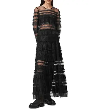 ALLSAINTS Arlea Tulle Maxi Skirt - Black