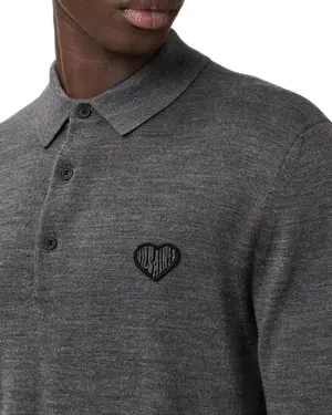 ALLSAINTS Lover Merino Ls Polo - Monument Grey