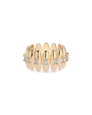 Ettika Baguette Crystal Oval Dome Band Ring - Gold
