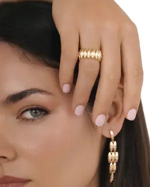 Ettika Baguette Crystal Oval Dome Band Ring