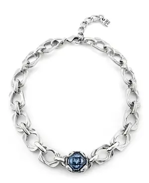 UNODE50 Wide Link Blue Crystal Necklace