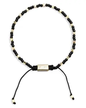 JAN LESLIE Black Bead & Gold-tone Sterling Silver Bracelet - Black/gold