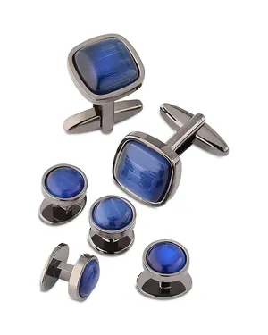 LINK UP Fiber Optic Stud & Cufflink Set - Blue