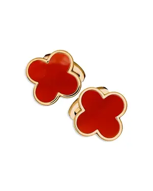 JAN LESLIE 18k Gold Vermeil Clover Cufflinks - Red