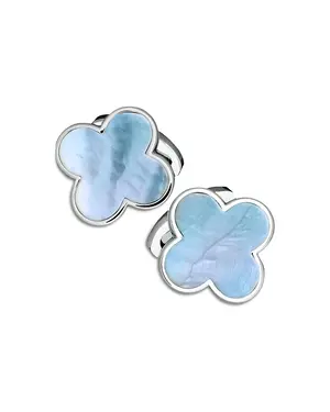 JAN LESLIE Mother Of Pearl Clover Cufflinks - Blue