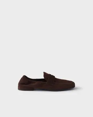 Prada Shuffle Antiqued Suede Loafers - Brown
