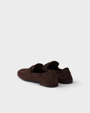 Prada Shuffle Antiqued Suede Loafers - Brown