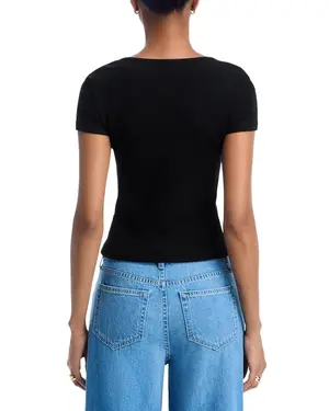 L'Agence Brynlee Short Sleeve Scoop Neck Tee - Black