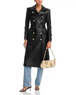 L'Agence Celina Leather Trench Coat