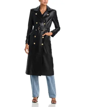 L'Agence Celina Leather Trench Coat