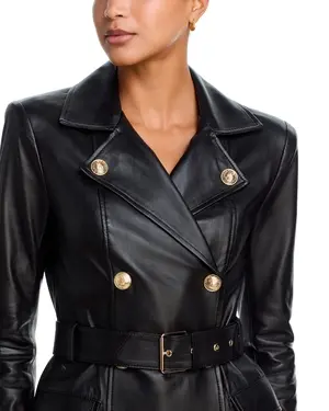 L'Agence Celina Leather Trench Coat