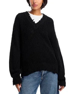 Denimist Distressed V-neck Sweater