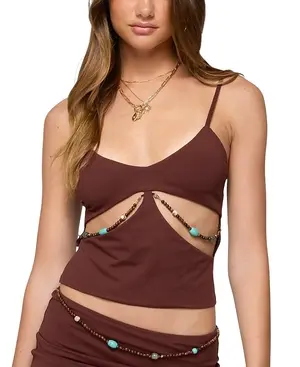 EDIKTED Neri Bead Cut Out Tank Top