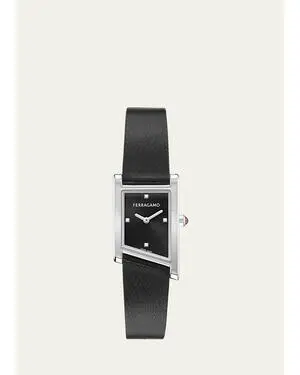 FERRAGAMO Asymetrique 22x36mm Leather Watch - Silver