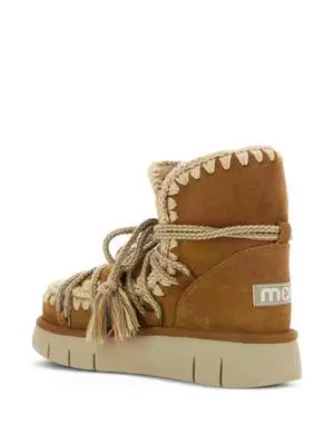 Mou Crochet-detail Platform Boots
