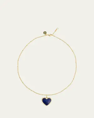 ANABEL ARAM JEWELRY Heart Stone Pendant Necklace - Lapis