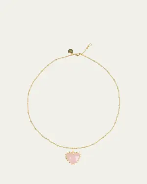 ANABEL ARAM JEWELRY Heart Stone Pendant Necklace - Rose Quartz