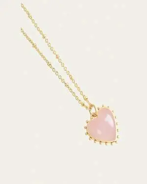 ANABEL ARAM JEWELRY Heart Stone Pendant Necklace - Rose Quartz