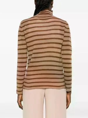 BEYOU Striped Turtleneck Top - Neutrals